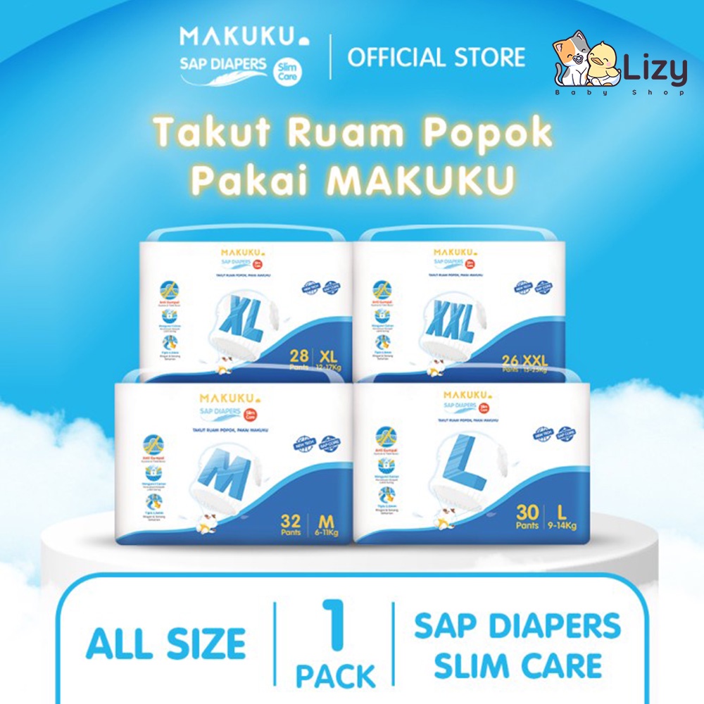Jual MAKUKU SAP Diapers Slim Care NB/S/M/L/XL/XXL Popok Bayi Tipis ...