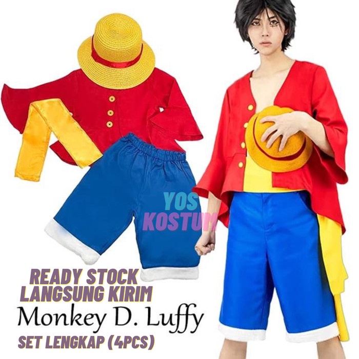 Jual Kostum Luffy One Piece Baju Cosplay Anime Anak Dewasa Halloween ...