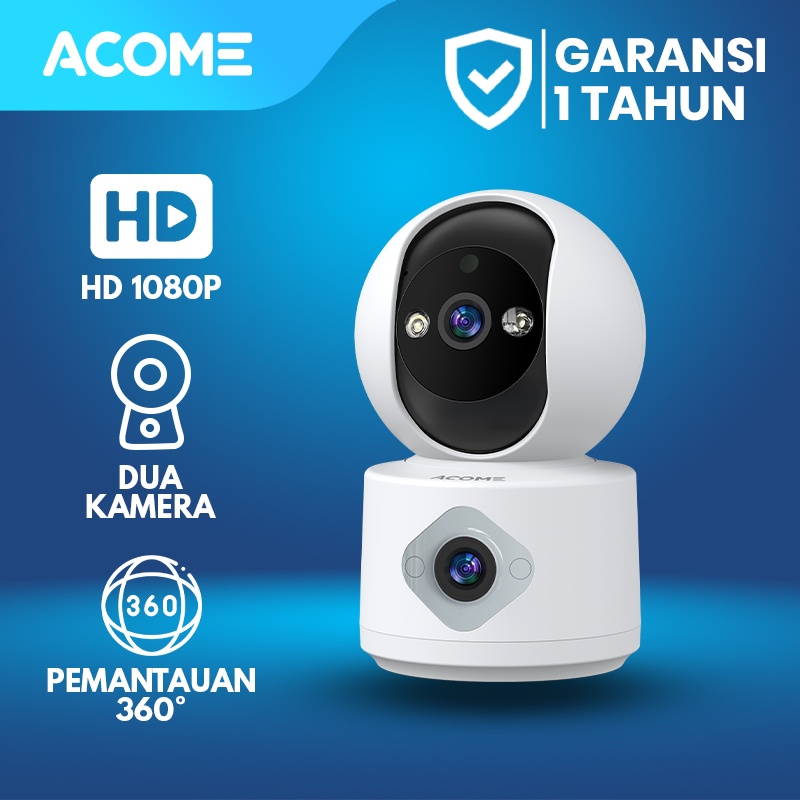 Jual ACOME IOT APC06 Smart Camera CCTV WiFi Indoor 2 Lensa Full HD1080P ...