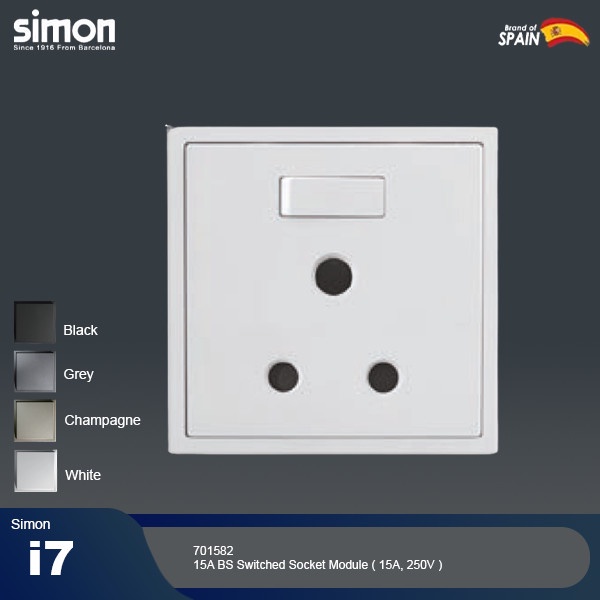 Jual SIMON i7 15A BS Switched Socket Module ( 15A, 250V ) 701582 ...
