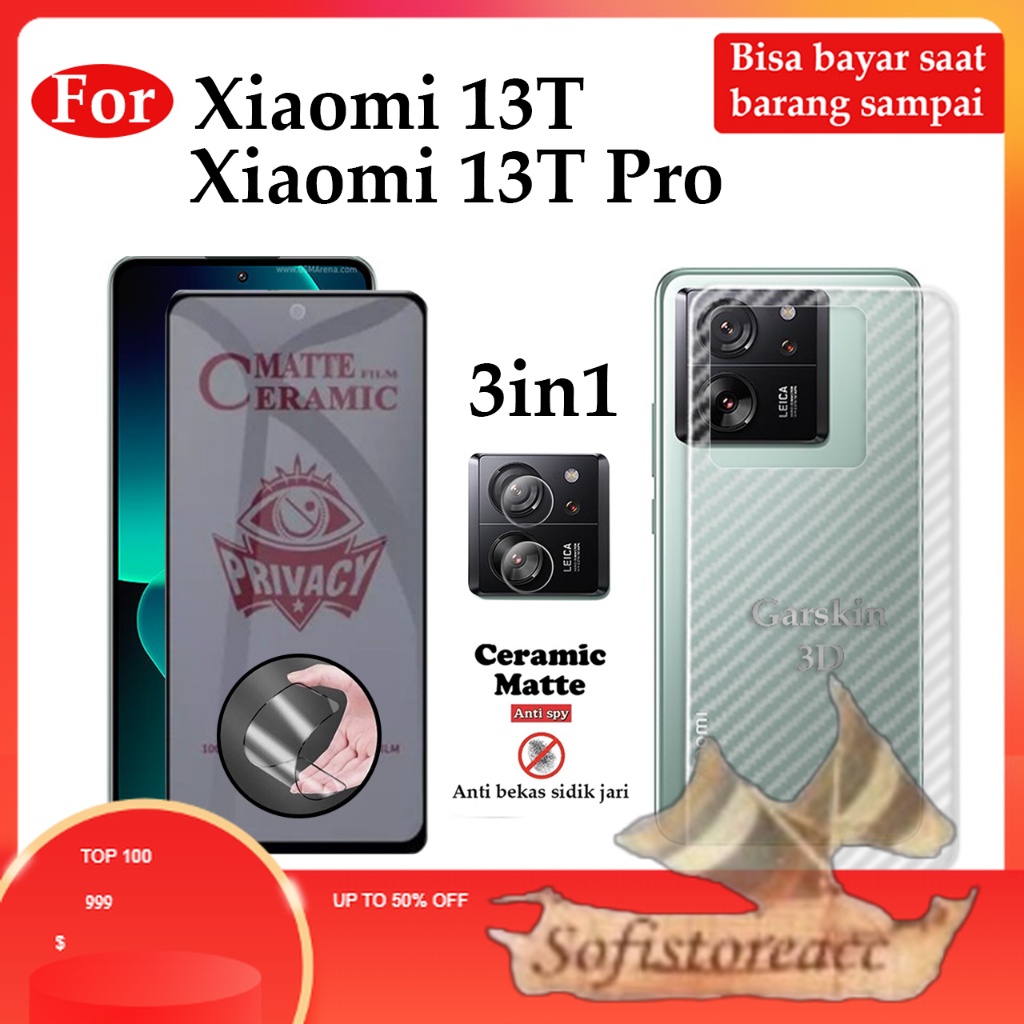 Jual Antigores privacy anti spy Xiaomi 13T 13T PRO PAKET 3IN1 Tg Antigores Hp 13 t Full Cover ...