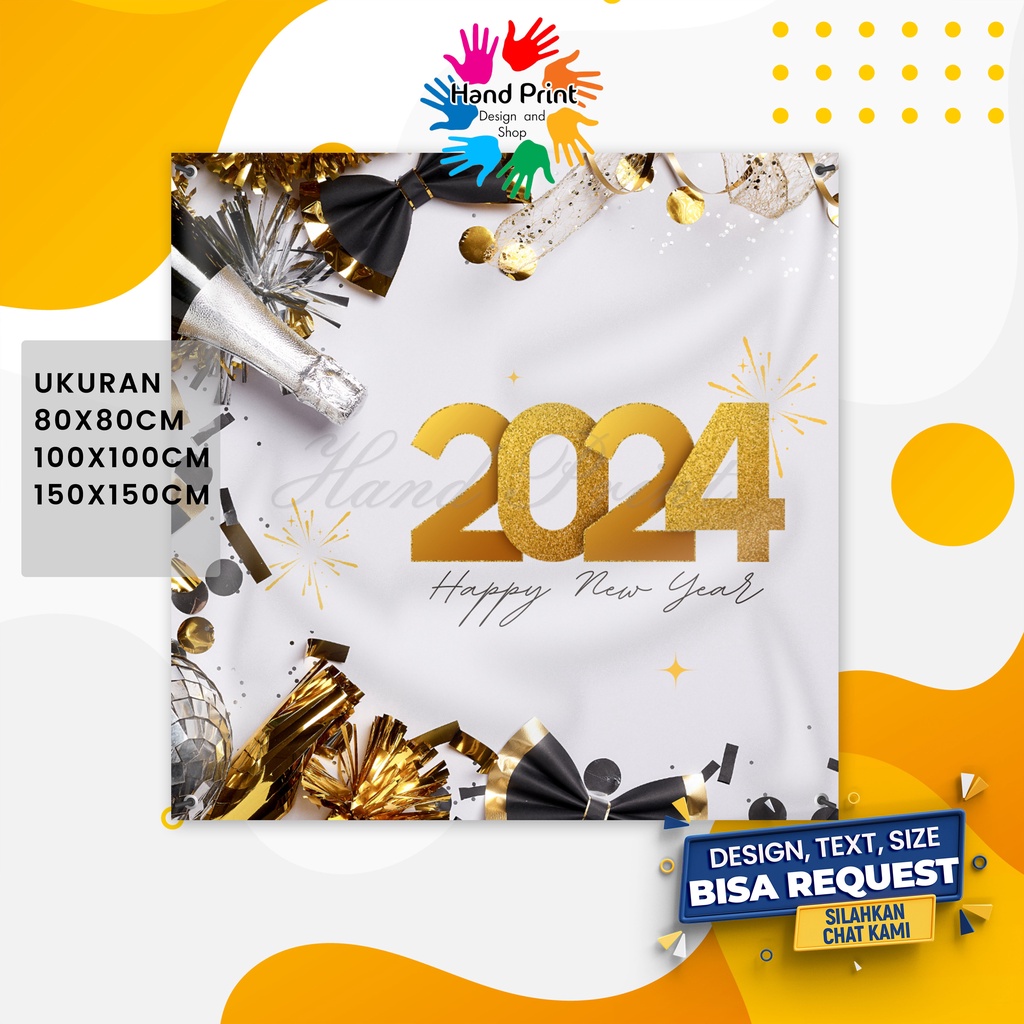Jual Cetak Spanduk Banner Selamat Tahun Baru Happy New Year D 150x150CM ...