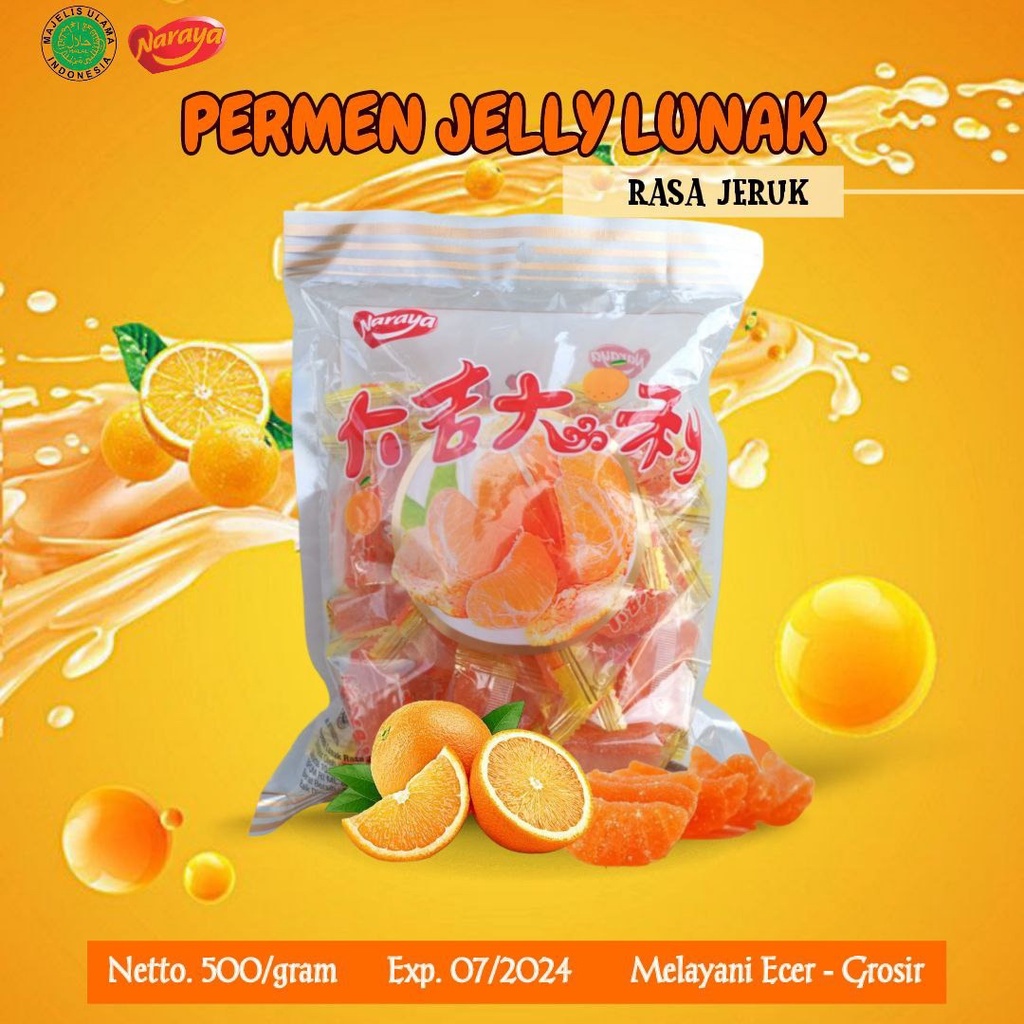 Jual Permen Lunak Jelly/Jely/Jeli Naraya Rasa Jeruk/Orange 100% ...