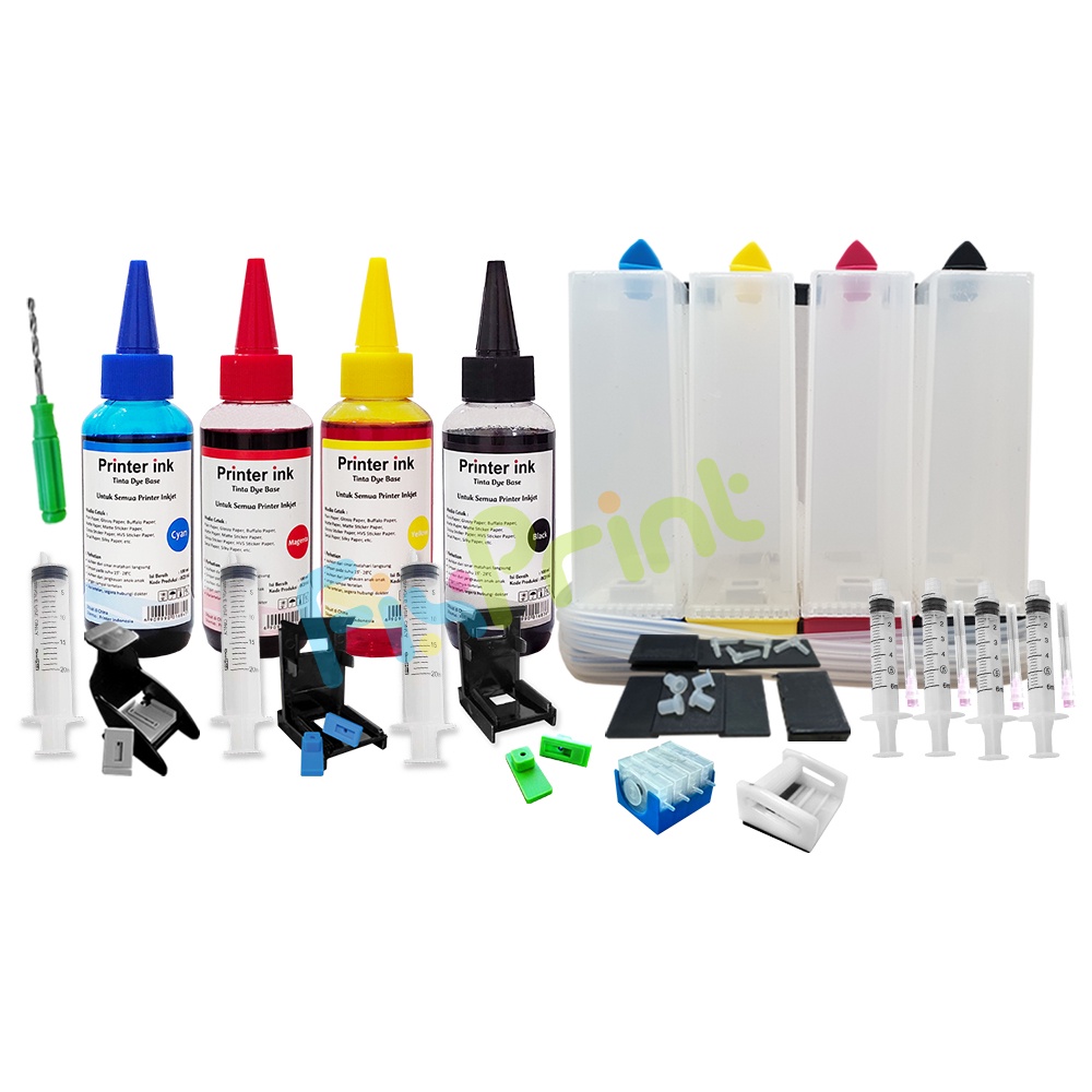 Jual Paket Lengkap Infus Tinta Printer Ink 100ml Refill Kit 680 811 741 ...