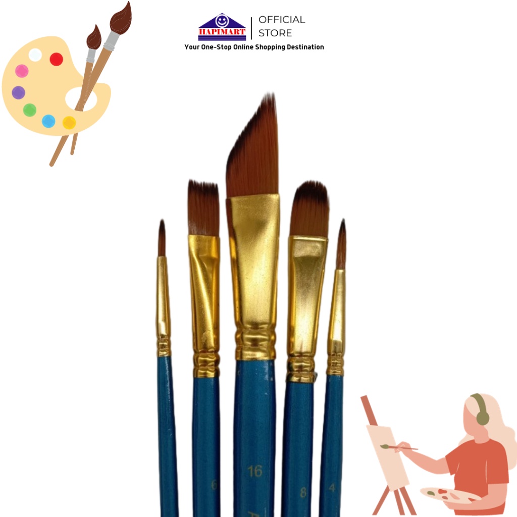 Jual Kuas Gambar Set 5 Jenis Sikat/Brush Kuas Cat Air Cat Minyak Lukis ...