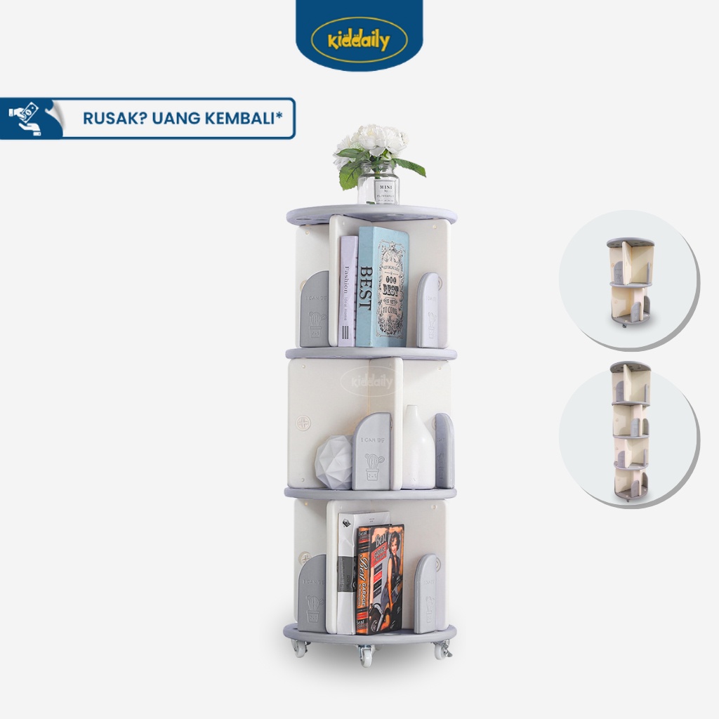 Jual KIDDAILY Rak Buku Plastik Putar Plastic Rotating Bookshelf Rak ...