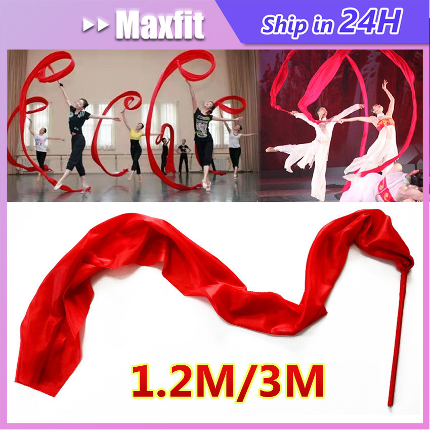 Jual 1.2/3M Twirling Twirl Ribbon Merah + Stick Fiber Alat Tari ...