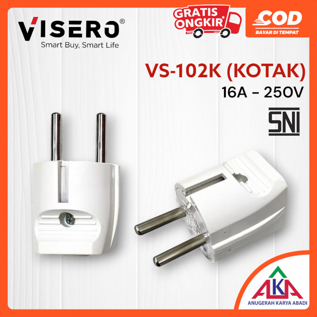 Jual Steker / Colokan Listrik VISERO Arde 16A Kotak / Bulat SNI Putih ...