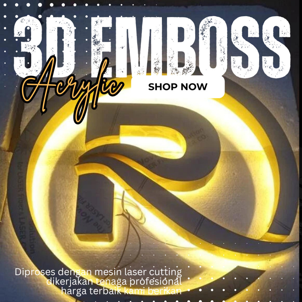Jual Custom Huruf Timbul LED Nyala/Huruf Timbul Akrilik/ Acrylic 3D ...
