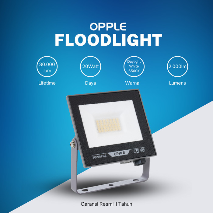 Jual OPPLE Lampu LED Floodlight 20W 6500K EQ III Putih Garansi 10 Tahun | Shopee Indonesia