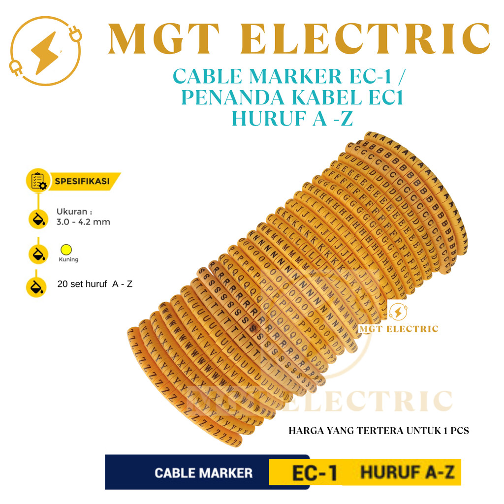 Jual Marker Kabel EC-1 / Cable Marker EC1 A-Z 1pc / Huruf A sampai Z ...