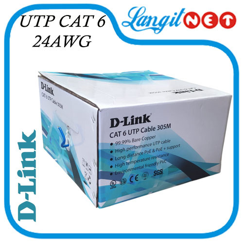 Jual DLINK CABLE UTP CAT 6 24AWG SOLID BARE COPPER NCB C6UBLUR 305 24 ...