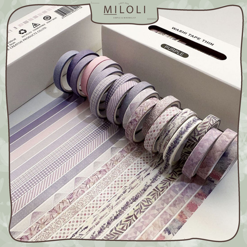 Jual [MILOLI] 20 Rolls WASHI TAPE THIN Washi Tape Deco Masking Tape ...