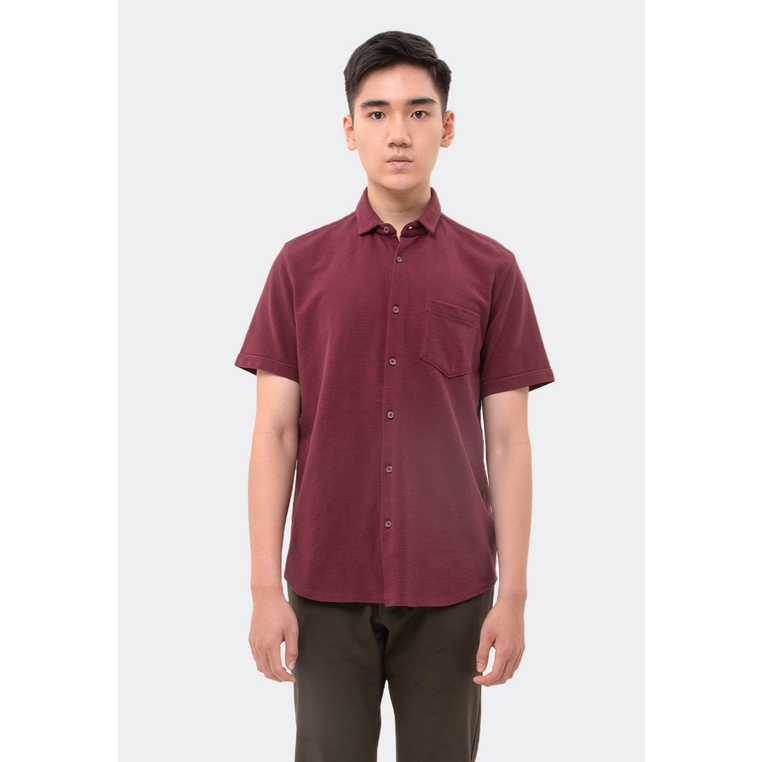 Jual MANZONE Kemeja Pria Lengan Pendek GILFORD - MAROON | Shopee Indonesia