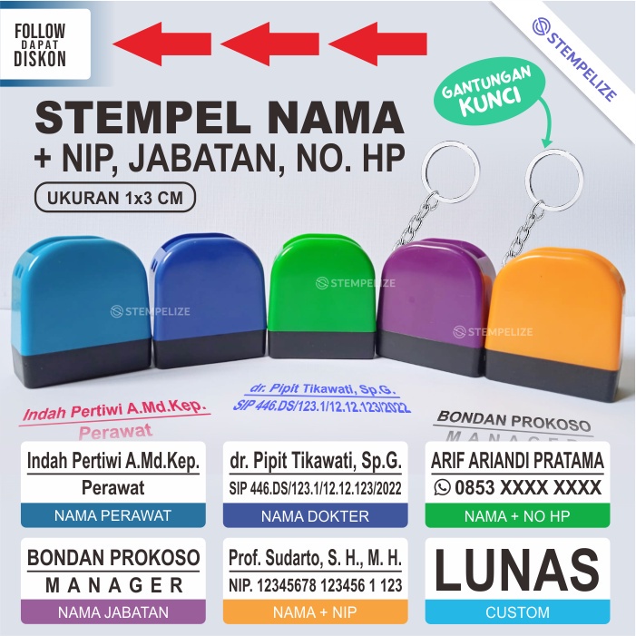 Jual STEMPEL NAMA CUSTOM | PERAWAT | DOKTER | JABATAN | NIP | NOMOR HP - Allmax Production ...