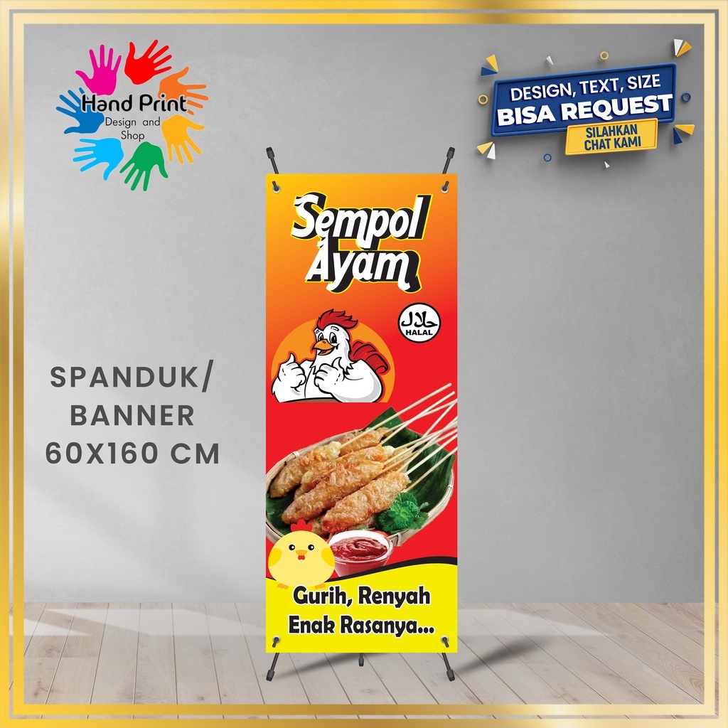 Jual SPANDUK / BANNER Sempol Ayam Makanan Warna Oren Ukuran 60x160 Cm ...