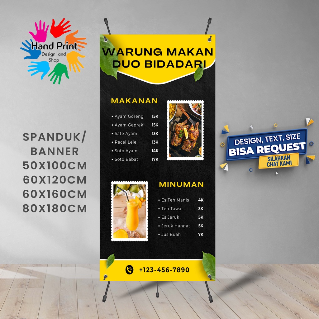 Jual SPANDUK BANNER Makanan Ayam Geprek Sate Ayam Hitam Elegan 60x160 ...