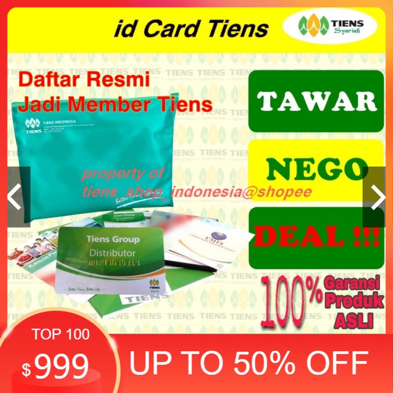 Jual KARTU ID CARD TIENS DAFTAR JADI ANGGOTA MEMBER RESMI TIENS ...