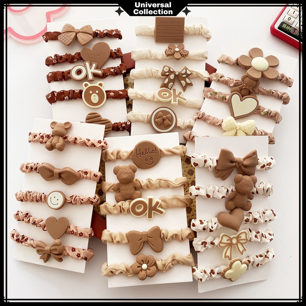 Jual 5PCS / SET IKAT RAMBUT SCRUNCHIE BROWN ANAK / KUNCIRAN SCRUNCHIE ...