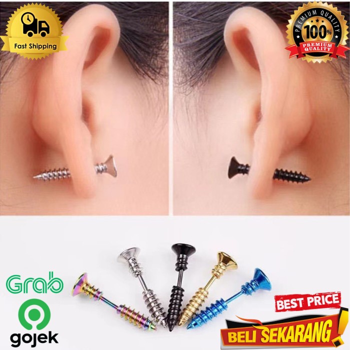 Jual Anting tindik tusuk pria wanita sekrup paku korea kpop titanium ...