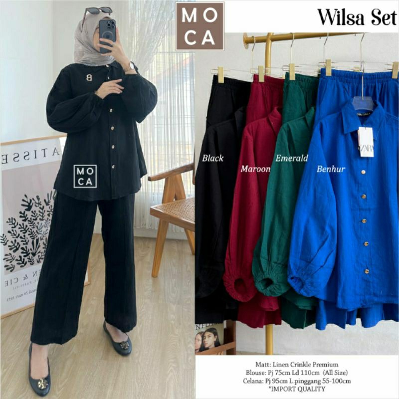 Jual WILSA SET / SETELAN WANITA MOTIF POLOS CANTIK ORI BY MOCA | Shopee Indonesia