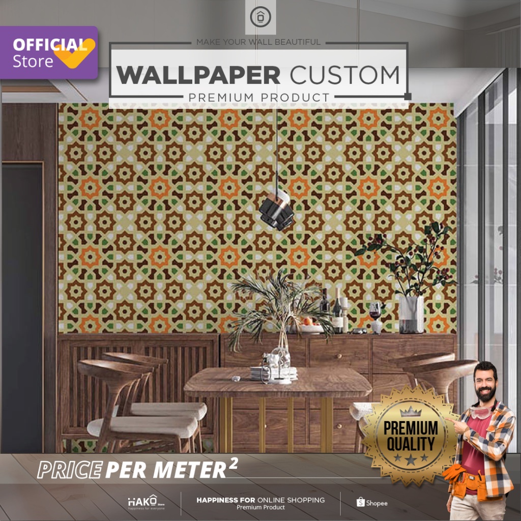 Jual Wallpaper Custom Ruang Makan | Gambar Motif Batik dan Etnik 6.4 ...
