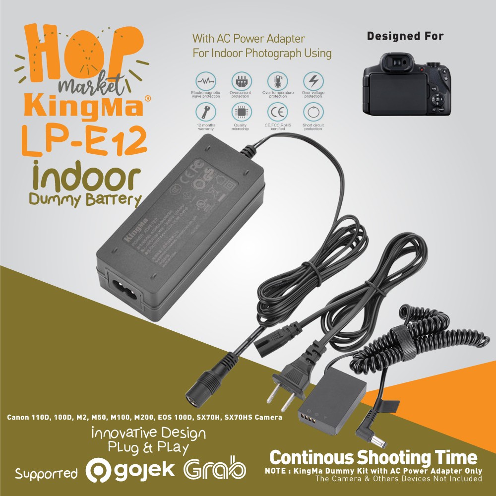 Jual KingMa Dummy Battery Kit LP-E12 Indoor with AC Power Supply ...
