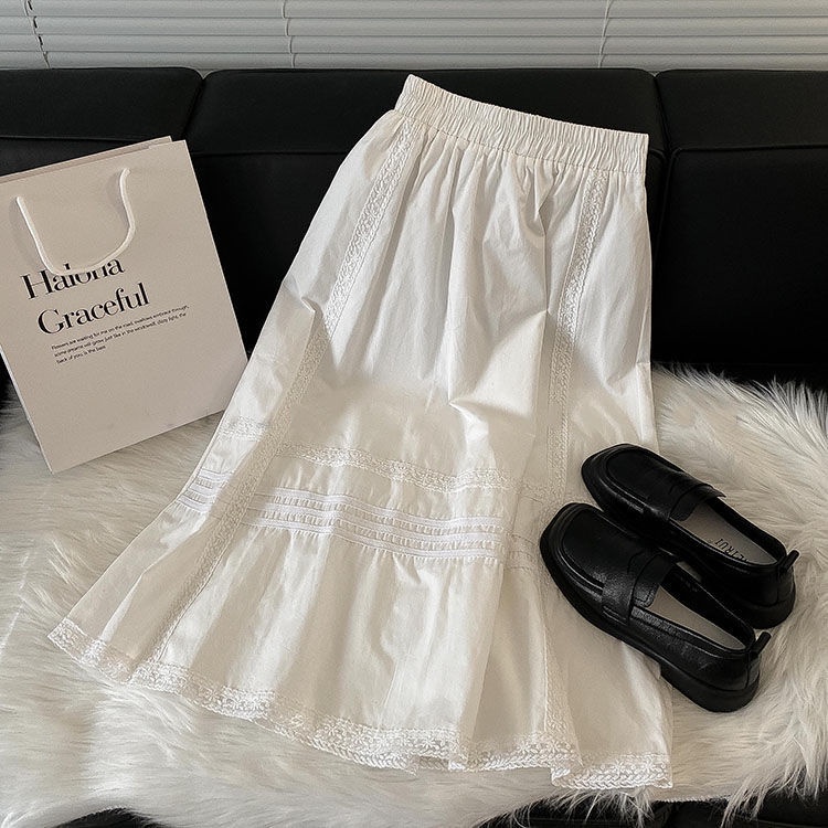 Jual [ COD ] Aroana Sheing Rok Putih A-line Renda Wanita Pinggang ...