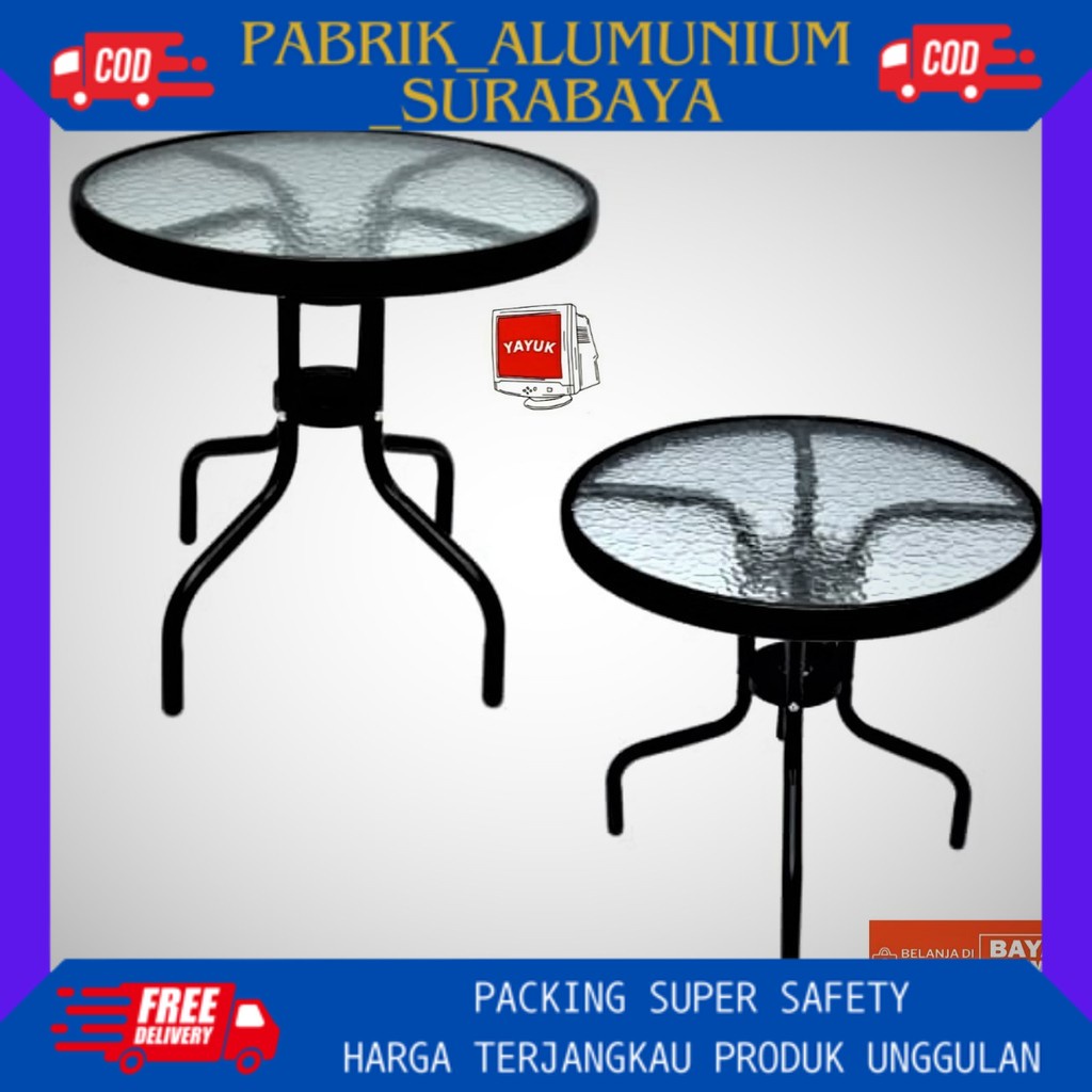Jual Meja Teras Outdoor/Meja Kaca Teras/Meja Kaca Outdoor/Meja Bulat ...
