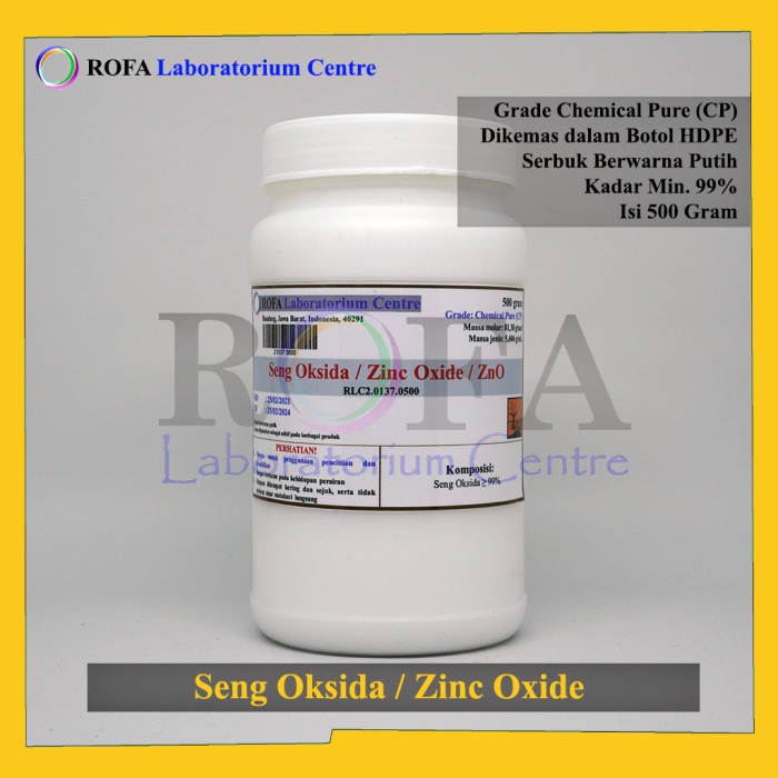 Jual Seng Oksida / Zinc Oxide / ZnO CP 500 Gram | Shopee Indonesia