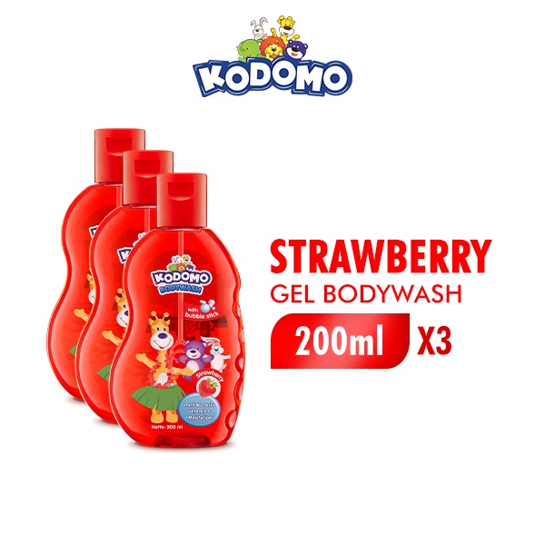 Jual Kodomo Shower Gel Strawberry Botol 200 ml x3 | Shopee Indonesia