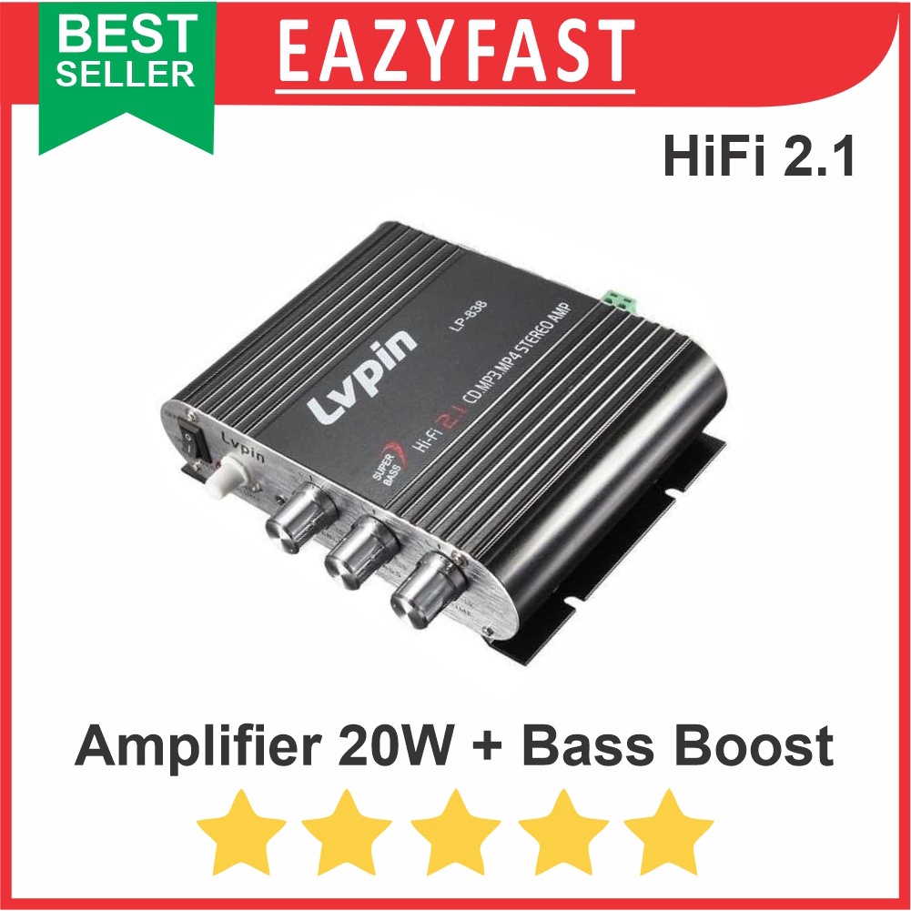 Jual Ampli Mini Power Amplifier Speaker Aktif Stereo 20W Woofer Bass ...