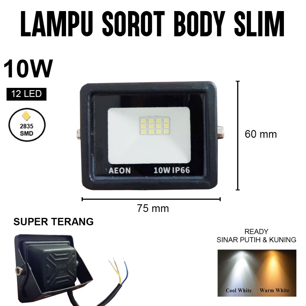 Jual Lampu Sorot LED SLIM 10W 20W / Outdoor / Taman / Tembak / Panggung / Lapangan Gratis Ongkir ...