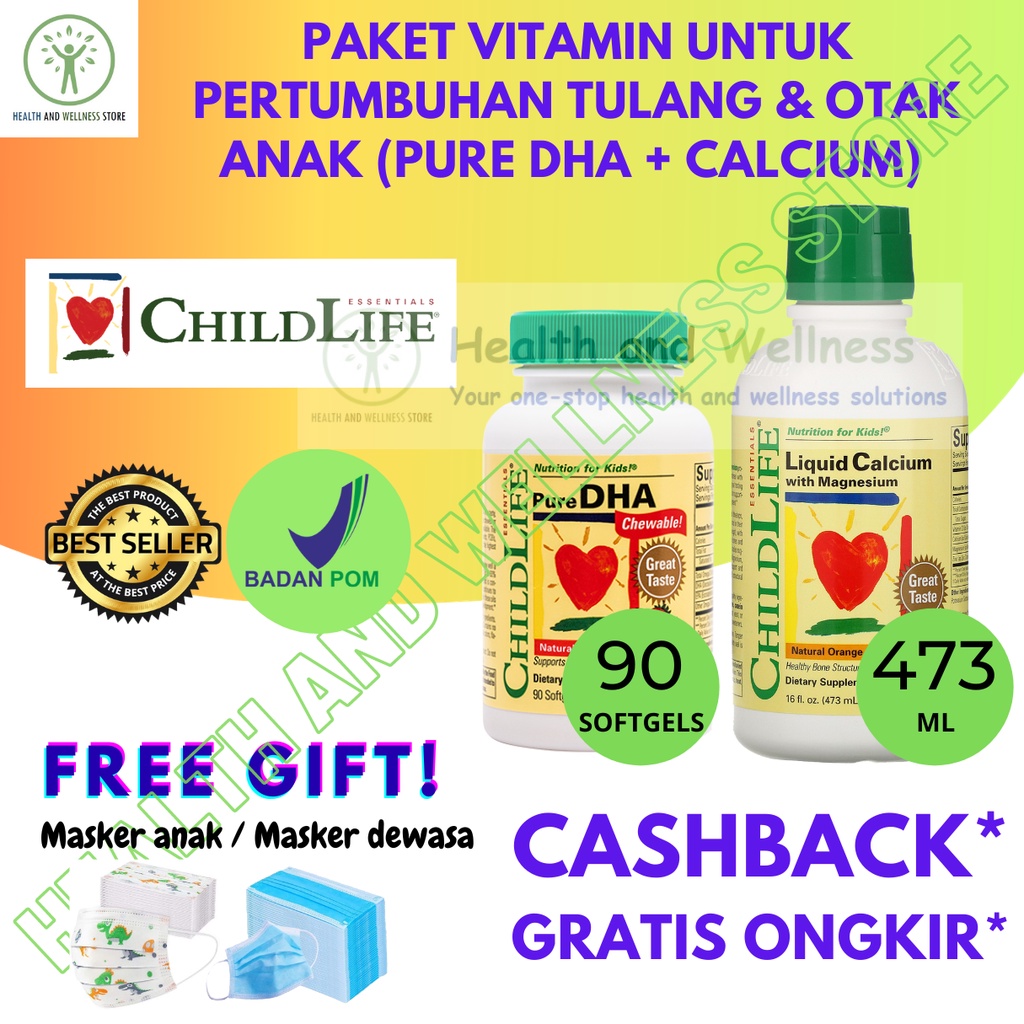 Jual PAKET PERTUMBUHAN OTAK DAN TULANG ANAK CHILDLIFE PURE DHA DAN LIQUID CALCIUM | Shopee Indonesia