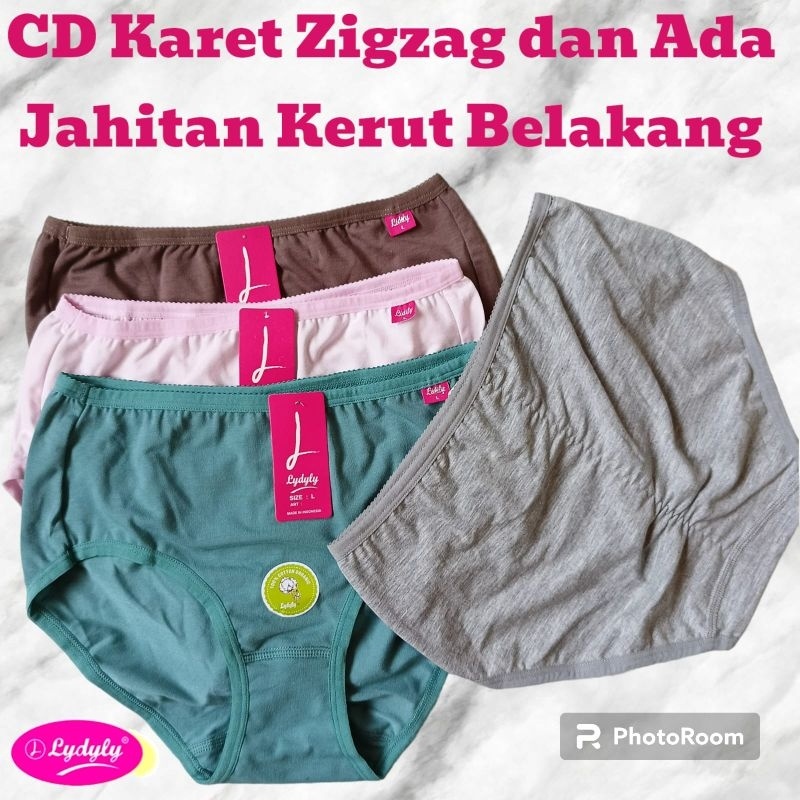 Jual CD LYDYLY L011 | 3 & 6 Pcs CD Cewek MAXI Karet Zigzag | Celana Dalam Wanita Kerut Belakang ...
