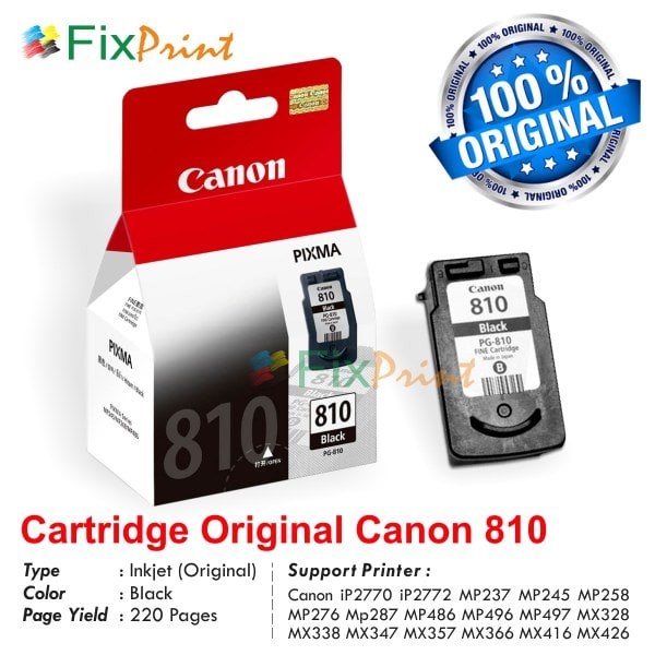 Jual Cartridge Tinta Canon PG810 PG-810 PG 810 Black, Printer Canon ...