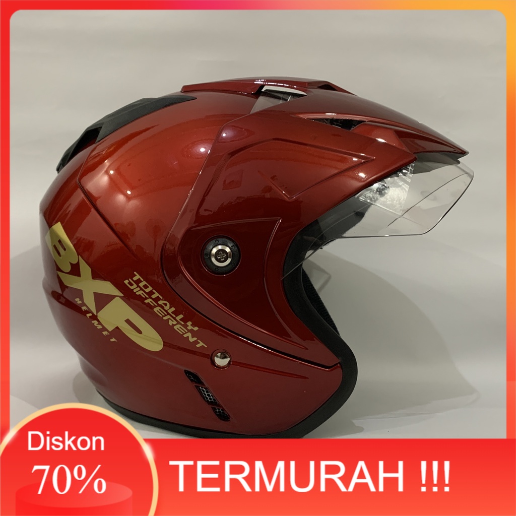 Jual Helm 1 Kaca Merah Glossy Polos (Bukan KYT | Shopee Indonesia