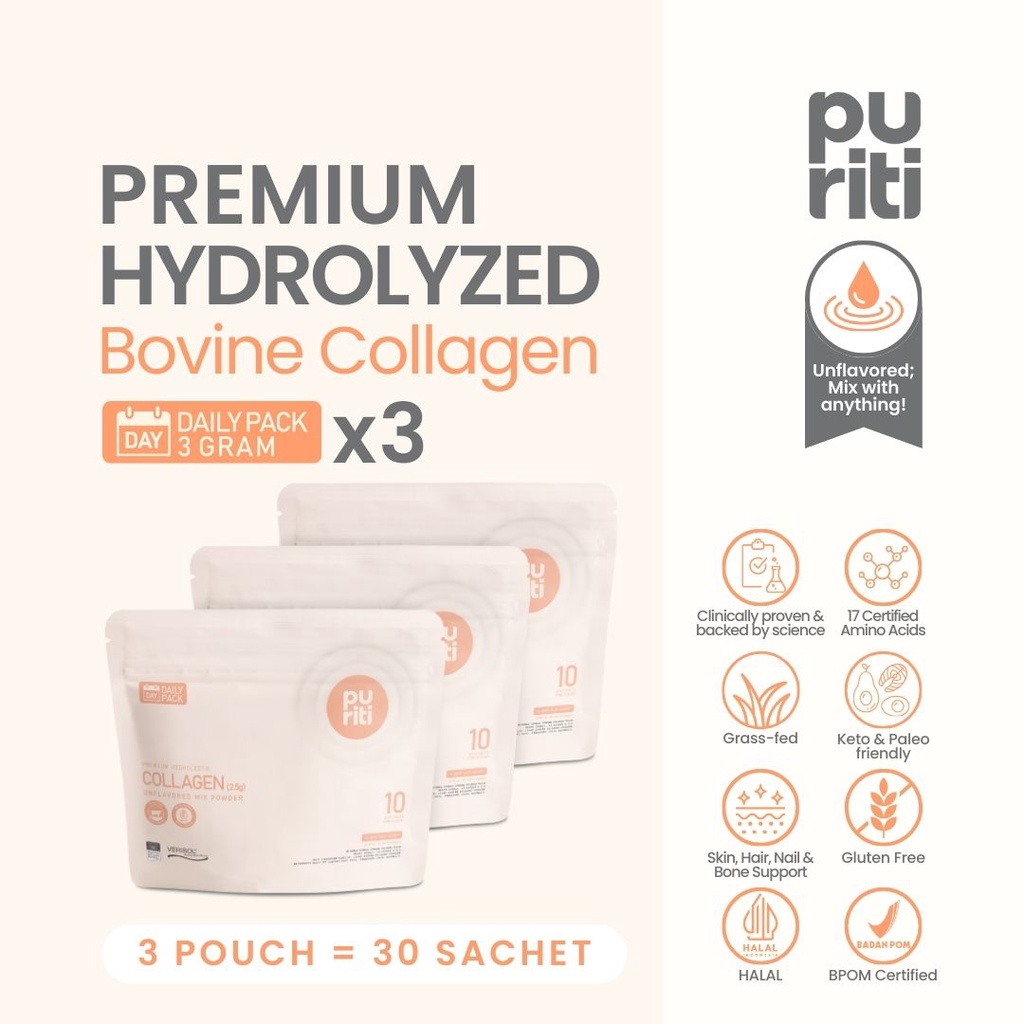 Jual [BUNDLE] PURITI Collagen Drink 3 Pouch/3gr - Minuman Kolagen BPOM ...