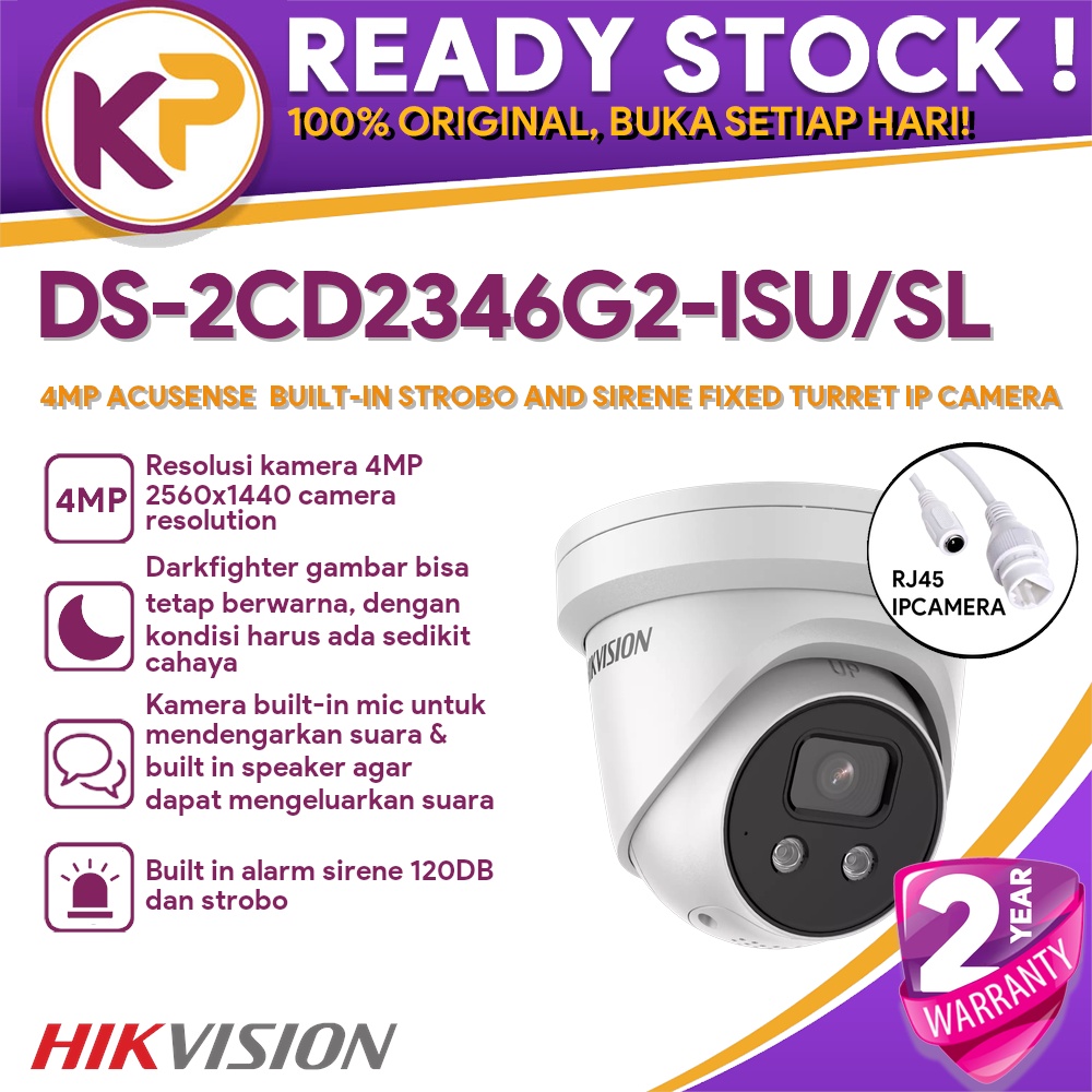 Jual HIKVISION DS-2CD2346G2-ISU/SL 4MP ACUSENSE BUILT-IN STROBO IP CAMERA | Shopee Indonesia