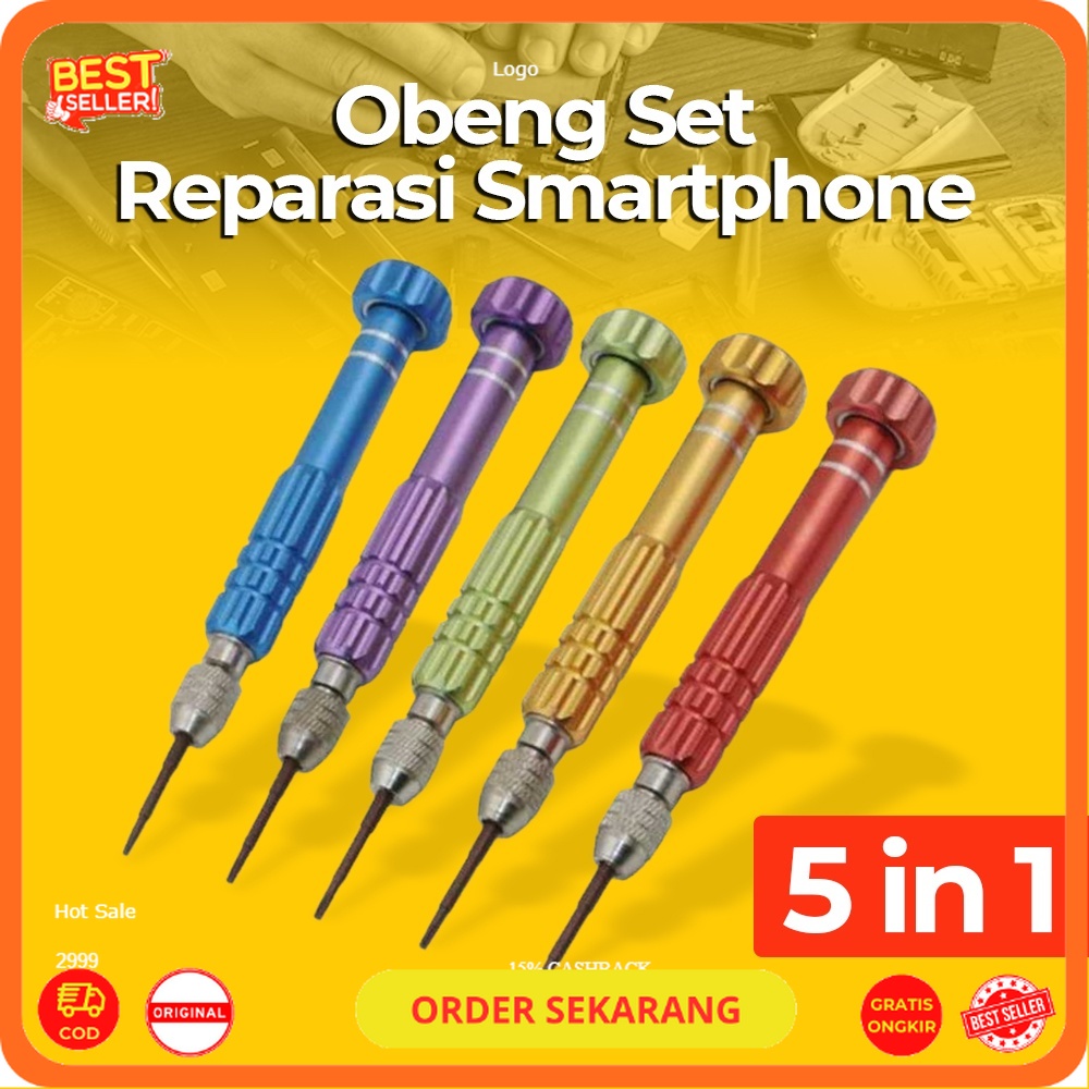Jual Obeng Set 5 in 1 Lengkap Bahan Kuat Reparasi Smartphone ...