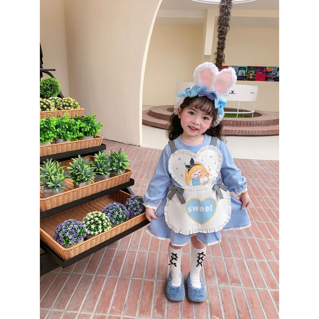 Jual Sweat dress anak perempuan - fleece bulu - alice sweet - blue biru ...