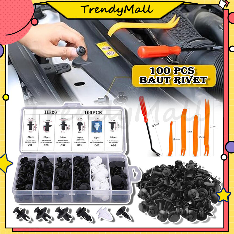 Jual Baut Rivet/Universal Klip Bumper Baut/Baut Rivet Mobil/100PCS/baut ...