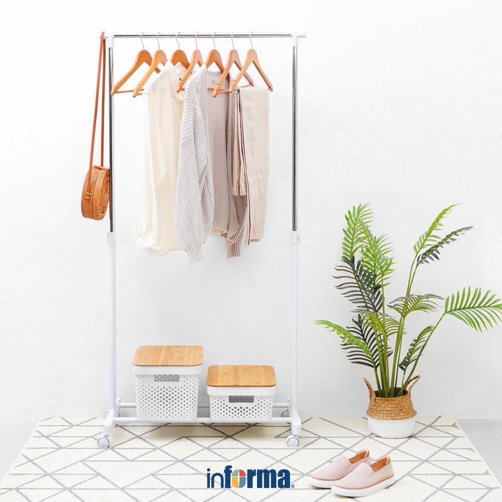 Jual Informa 78.5X41.5X87-149.5 cm Gantungan Pakaian Dengan Roda Stand ...