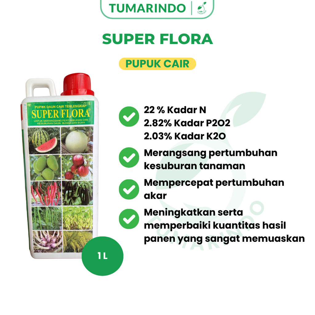Jual Super Flora 1 Liter Pupuk Npk Daun Cair Merangsang Pertumbuhan ...