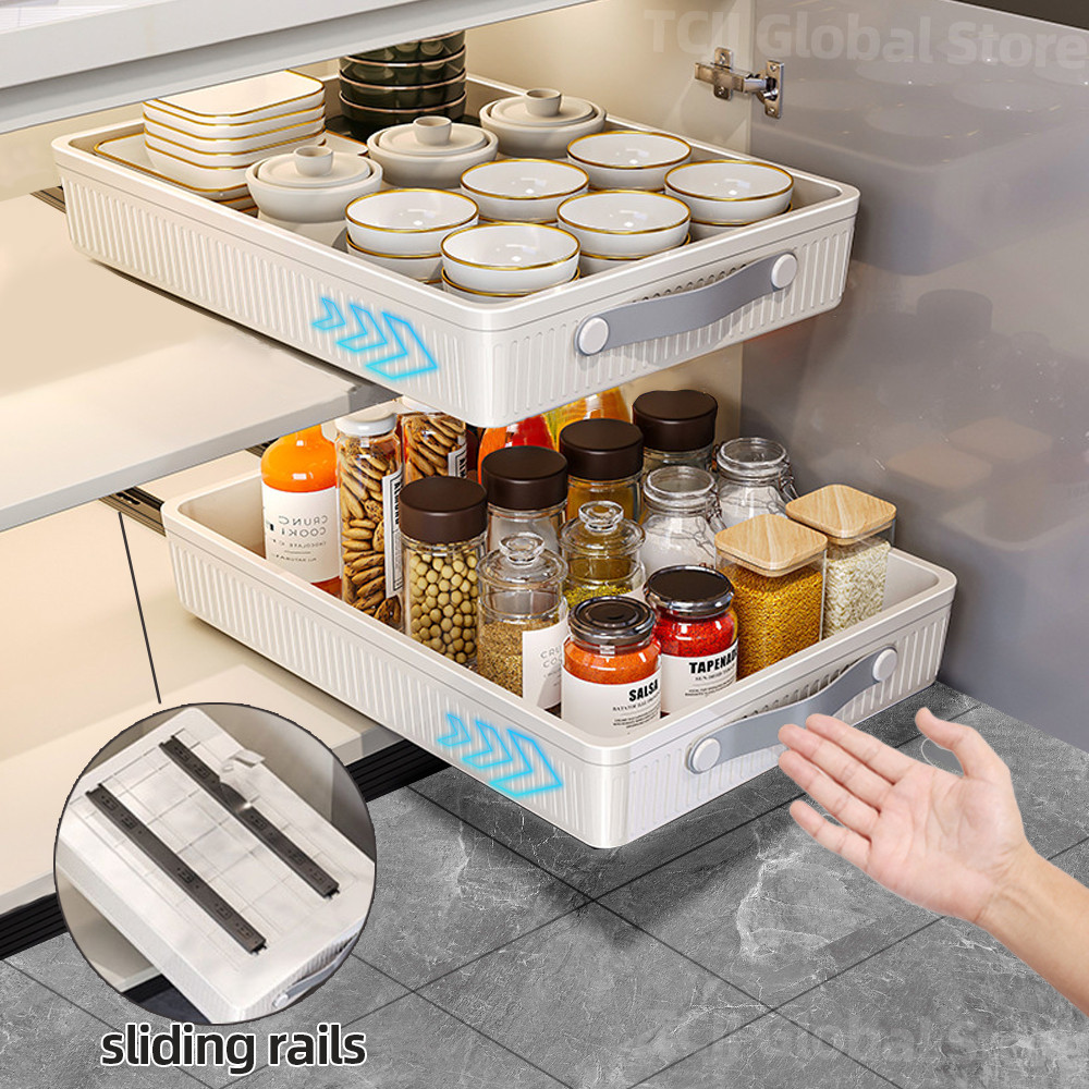 Jual Kitchen Sliding Cabinet Shelf with Slide Rails Drawer Pull Out ...