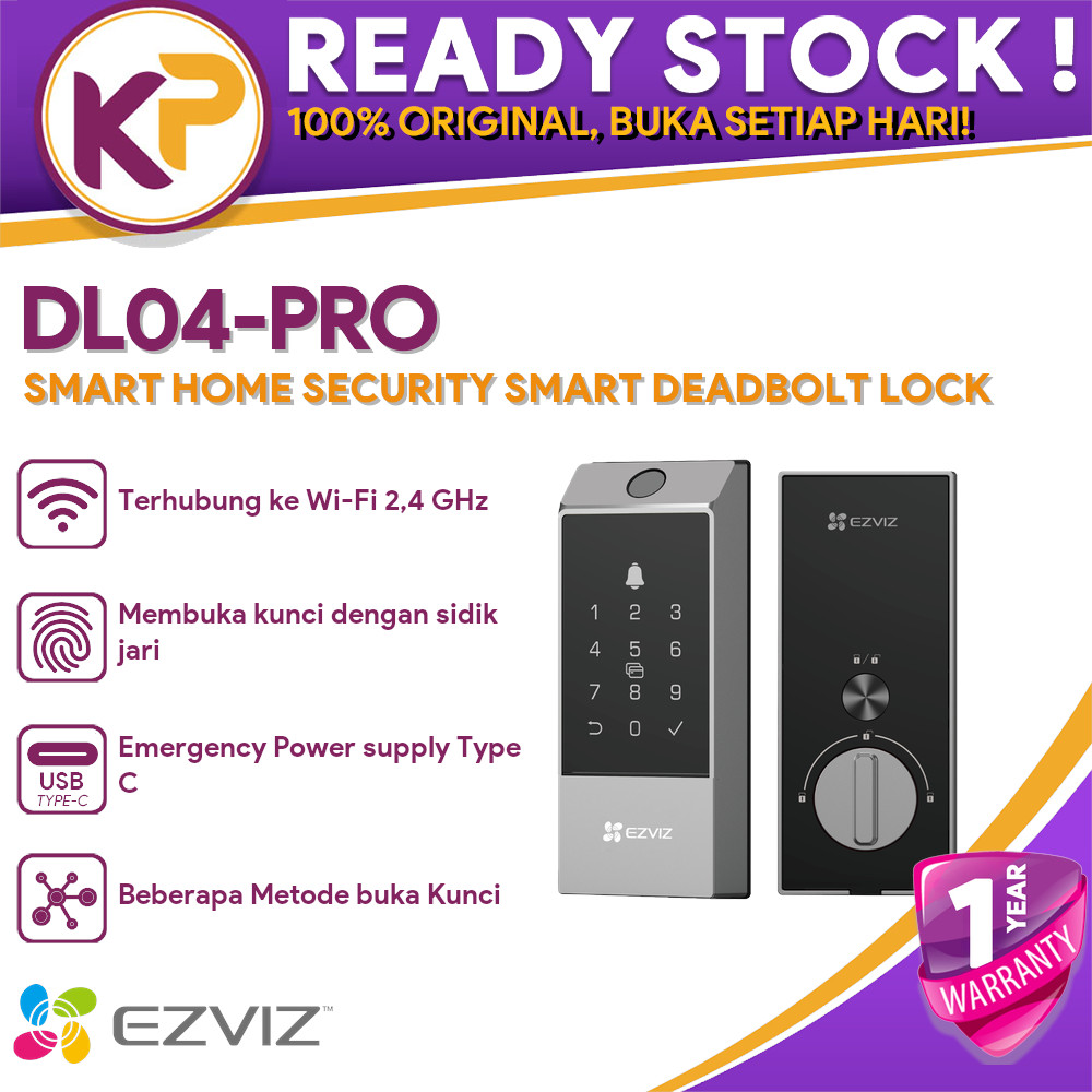 Jual EZVIZ DL04-PRO SMART HOME SECURITY SMART DEADBOLT LOCK | Shopee Indonesia