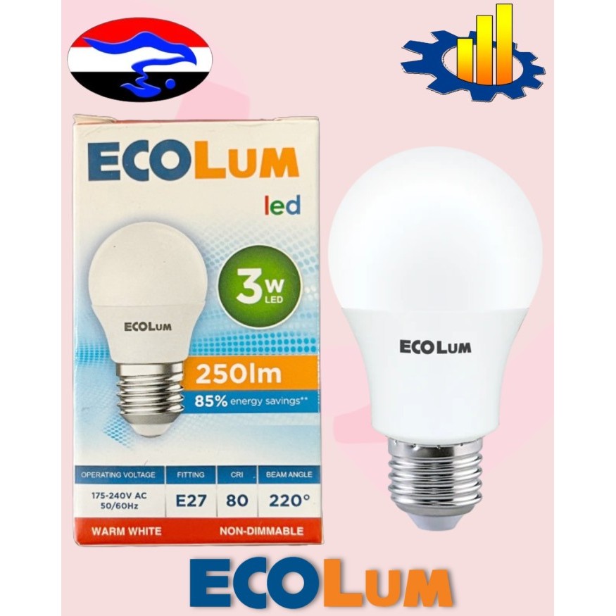 Jual Lampu LED ECOLum Bulb 3 Watt WARM WHITE | Shopee Indonesia
