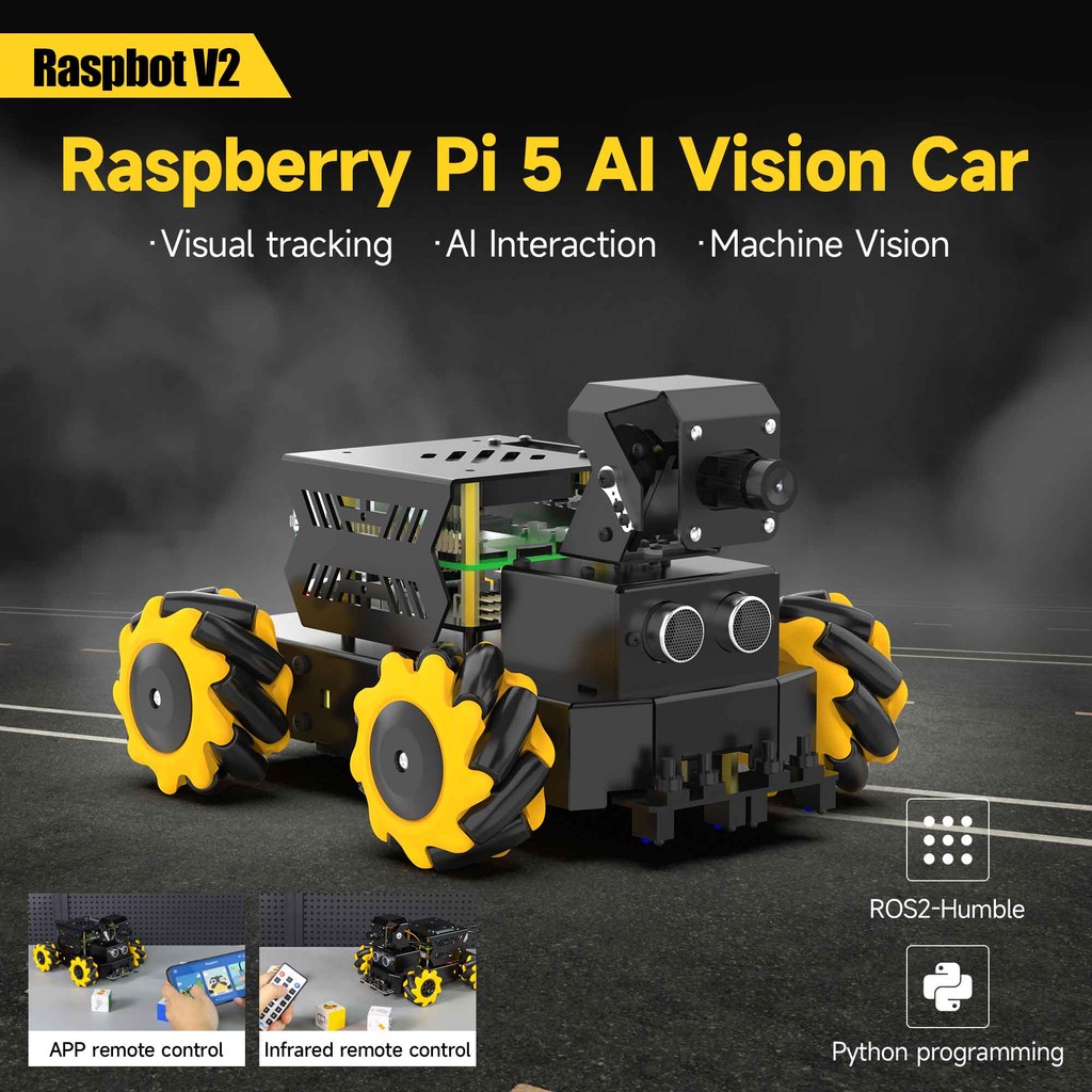 Jual Yahboom 4WD Raspbot V2 AI Robot Car Kit Based on Raspberry Pi 5 for Beginners Educational ...
