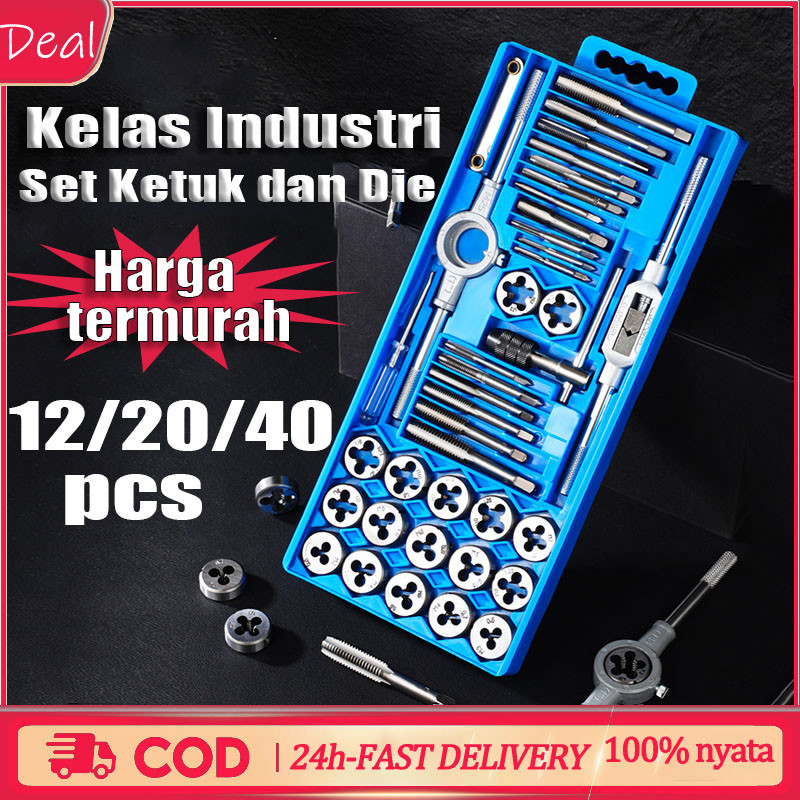 Jual 12/20/40 pcs Hand Tap Die Set Alat Snai dan Tap Ulir Baut Senai ...