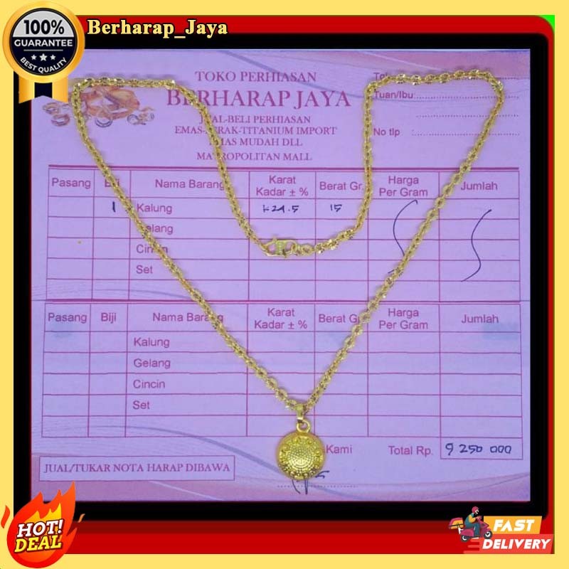 Jual Kalung emas 24k berat 15gram asli ada nota dari toko (KNLK ...